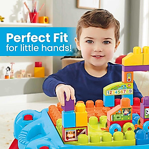 MEGA BLOKS First Builders Toddler Blocks Toy Set, Build ‘n Learn Activity Table with 30 Pieces and Storage, Blue, Ages 1+ Years (Amazon Exclusive)