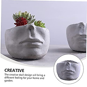 DIKACA Container Succulents Tabletop Desktop Plant Head Vase Houseplants Annuals Face Decor Statue Bonsai Unique Ornament Creative Garden Planter Design Shaped Flower Sculpture Succulent