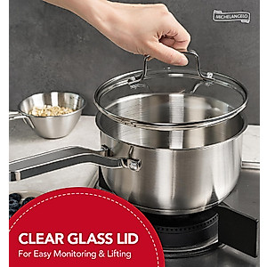 MICHELANGELO Stainless Steel Pot Set - 1QT & 2QT & 3QT Stainless Steel Sauce Pan with Lid, Induction Saucepan Set, Small Pots for Cooking - 6 Pcs