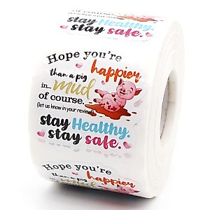 Hope You’re Happier Than A Pig Stickers,Thank You Stickers,Small Shop Stickers,Mail Envelopes Stickers Handmade Stickers for Small Business,Handmade Goods,Online Retailers,500 PCS