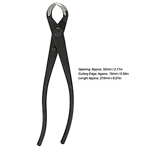 OKJHFD 8.3in Bonsai Tools, Manganese Steel High Strength Ergonomic Handle Tree Cutter, Straight Edge Pliers Trimmer Gardening Tools,Matt Black