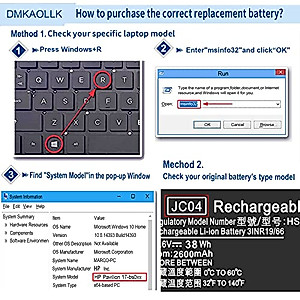 DMKAOLLK 919700-850 JC03 JC04 Laptop Battery for HP 15-bs0xx 15-bs1xx 17-bs0xx 17z-ak000 15-bs015dx 15-bs013dx 15- bs115dx 15-bs113dx 17-bs061st Series HSTNN-LB7V HSTNN-DB8E 919701-850 919681-421