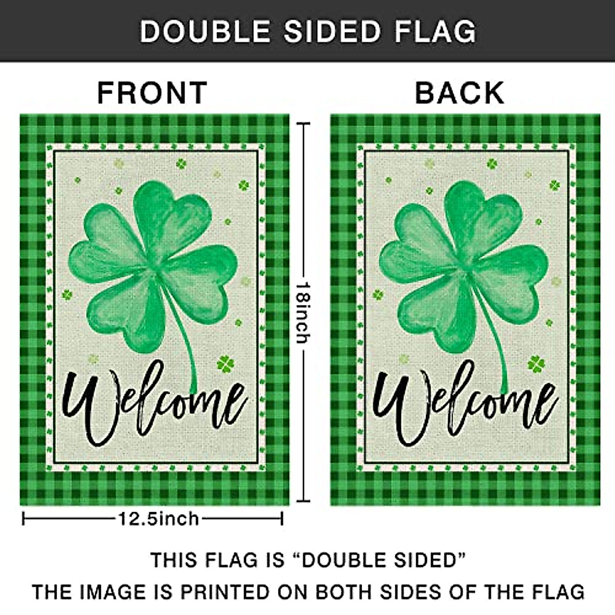 Mloabuc St. Patrick's Day Garden Flag Welcome Lucky Buffalo Lattice Yard Flag Farmhouse Double Sided Lattice Vertical Outdoor Decor 12 x 18 In
