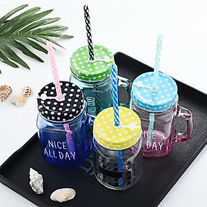 ALINK 55-Pack Reusable Hard Plastic Straws, 10.5 in Long Colored Replacement Tumbler Straws with Cleaning Brush