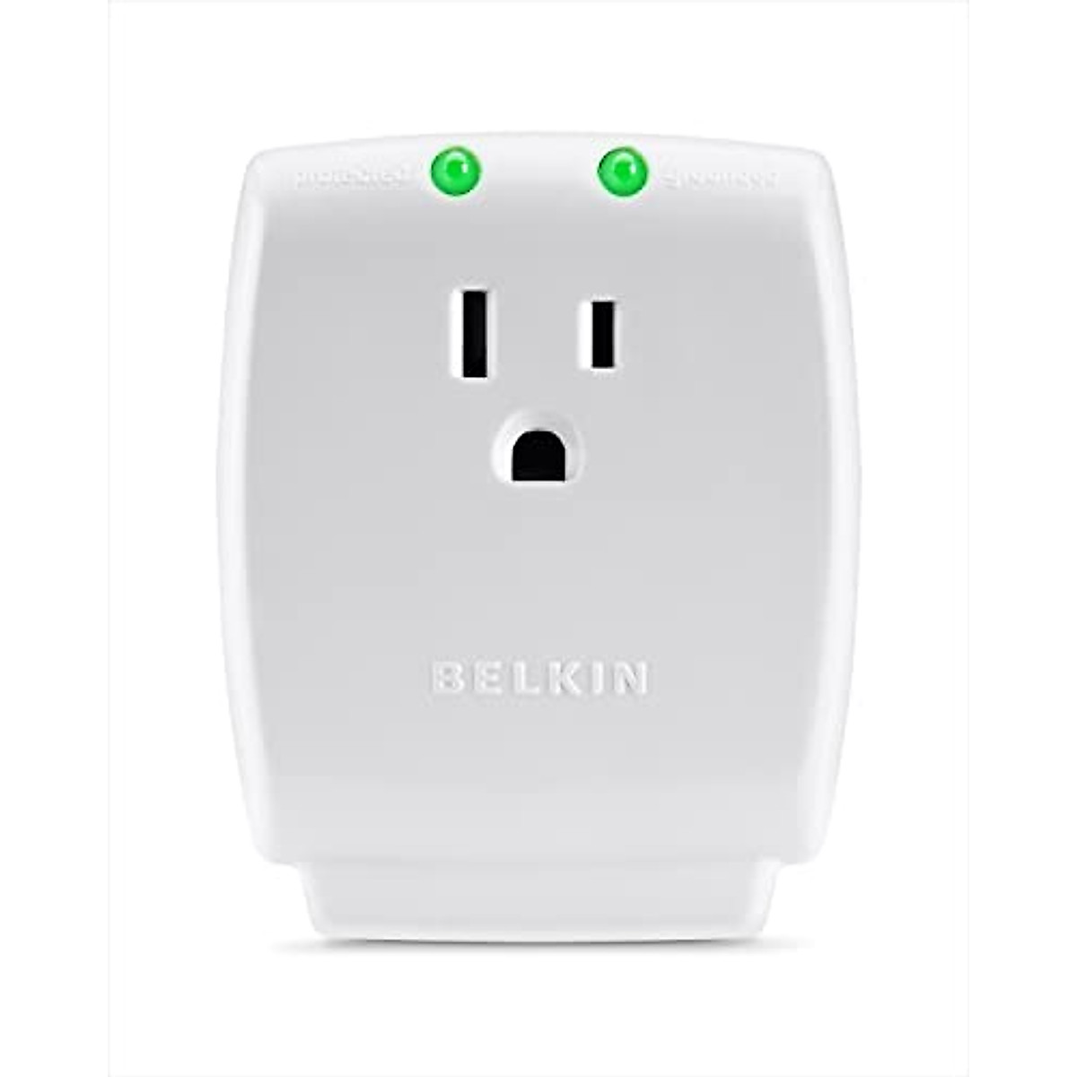 Belkin 1-Outlet Home Series SurgeCube - Grounded Outlet Portable Wall Tap Adapter with Ground & Protected Light Indicators for Home, Office, Travel, Computer Desktop & Charging Brick-White, 885 Joules