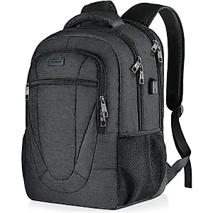 Travel Laptop Backpack for Men and Women, Backpacks for School Teen Boys, Business Anti Theft Slim Durable Back Pack with USB Charging Port, Adult Computer Bag Gift 15.6 IN Laptop, Black