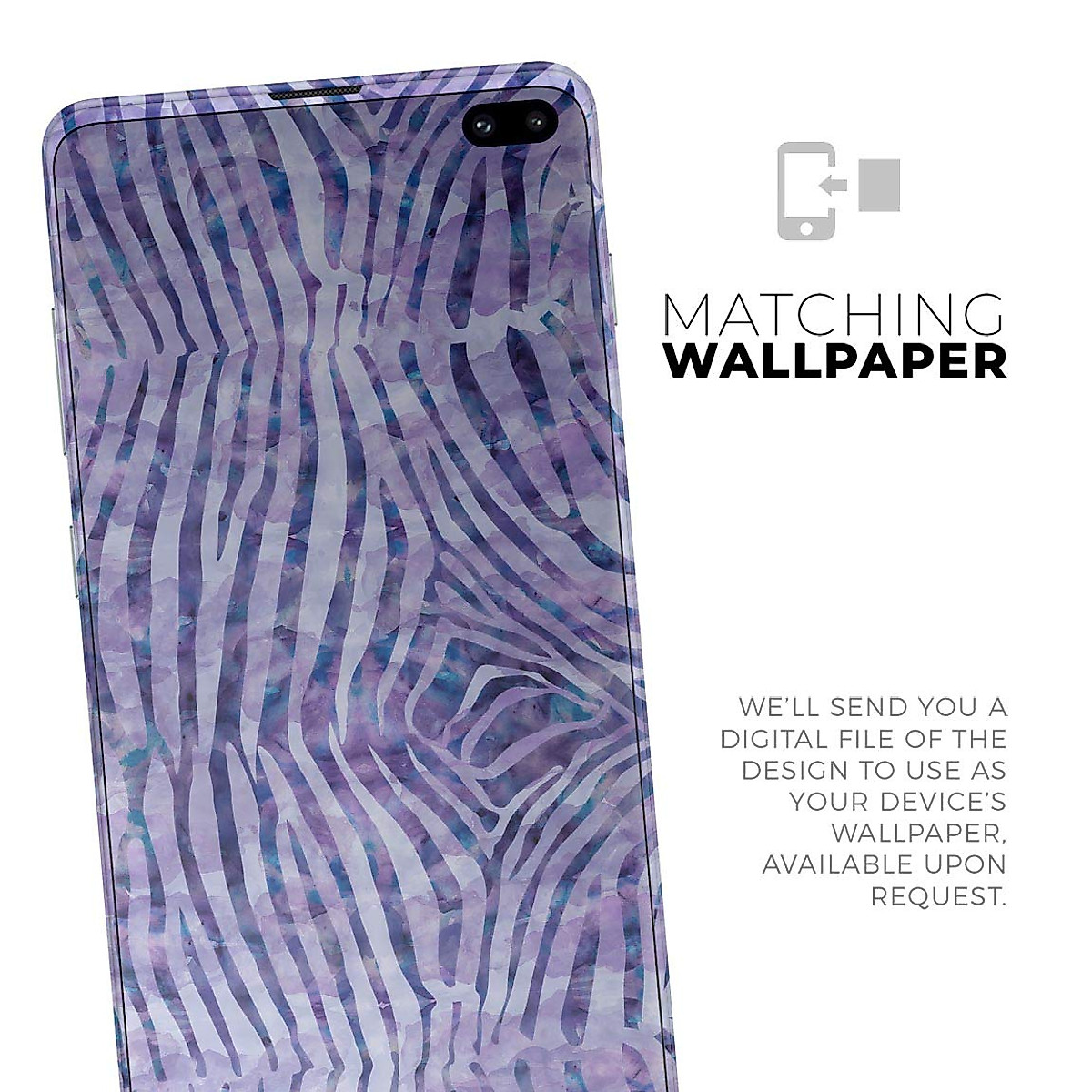 DesignSkinz Purple Watercolor Zebra Pattern Protective Vinyl Decal Wrap Skin Cover Compatible with The Samsung Galaxy S20 (Screen Trim & Back Glass Skin)