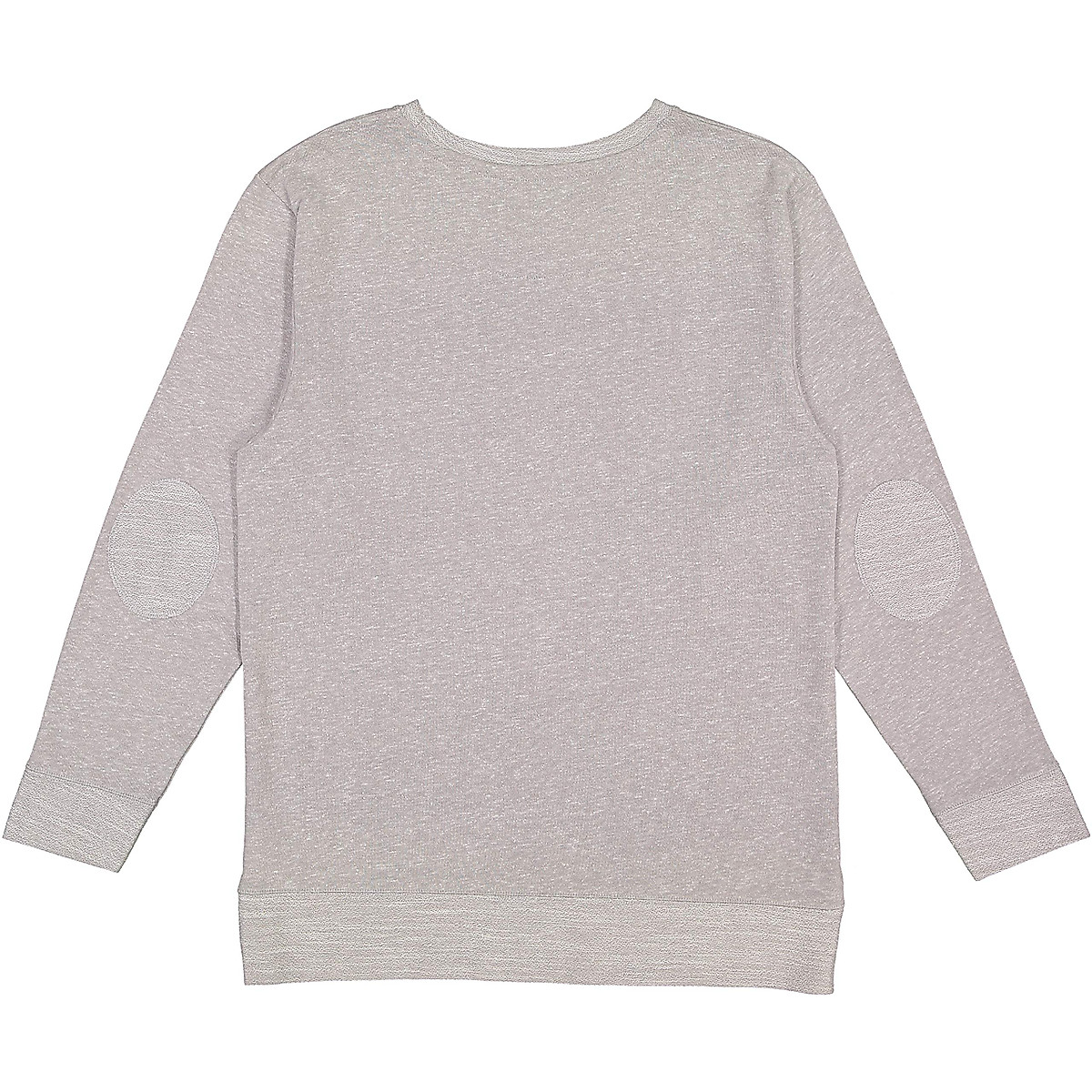 LAT Adult Unisex Harborside Mélange French Terry Crew Neck w/Elbow Patches, Gray Melange, Medium
