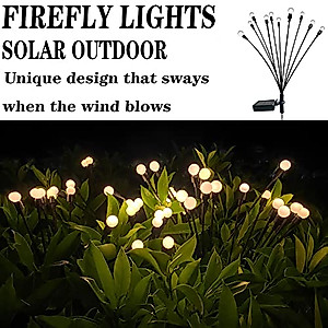 YTIUU 2 Pack Firefly Lights Solar Outdoor, Starburst Swaying Solar Lights,Swing Garden Waterproof Decor When Wind Blows for Backyard Patio Terrace Lawn Path Holiday Decor