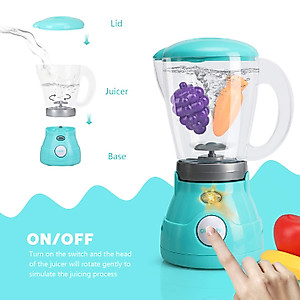 TOY Life Play Kitchen Accessories Toddler Kitchen Playset Toy Kitchen Appliances Kitchen Sets for Kids Ages 4-8 Kid Blender Toy Toaster Kitchen Set with Realistic Light Sound Gift for Girls Boys