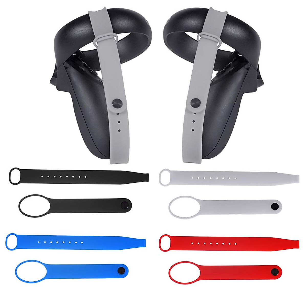 HIJIAO Design silicone Knuckle Strap for Oculus Quest/Oculus Rift S Touch Controller Grip Accessories (1 Pair) (gray)