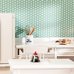 SAMCAMI Wooden Dollhouse Furniture Set - Miniature Dollhouse Furniture 1 12 Scale for Dollhouse Kitchen - Doll House Furniture Toys Incl Kitchen Cabinets, Dining Table, Refrigerator and Others (White)