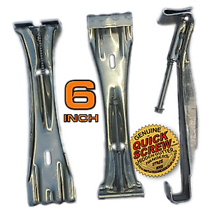 Quick Screw 6" inch Aluminum Hidden Rain Gutter Bracket Hook Clip Style Hangers with pre Inserted 3" Long ¼" hex Head self Drilling Screw (10 Per Package)