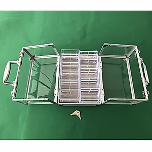 Yuanhe 600 Chip Clear Acrylic Poker Chip Locking Carrier-Includes 6 Chip Racks