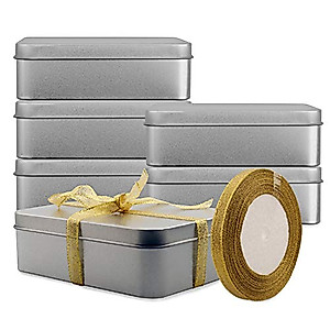 Empty Metal Tins Box with Lid,6 Pack Stainless steel Tins Cookie Tin Cans Storage Container for Treats, Gifts, Candle, Favors and Crafts, Silver, 4.9 x 3.7 x 1.6 Inches
