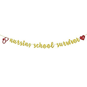 Nursing School Survivor Banner, Congrats Nurse/RN Grad Party Decor Party Decorations Supplies