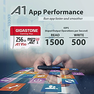 GIGASTONE 256GB 5-Pack Micro SD Card, Gaming Plus, Nintendo-Switch Compatible, R/W 100/60MB/s, 4K Video Recording, Micro SDXC UHS-I A1 U3 Class 10, with Adapters