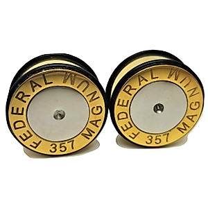 Pierced Republic Magnum 357 Bullet Ear Plugs - Metal, Weighted Ear Gauges - 10 Sizes - Pair (0 Gauge (8mm))