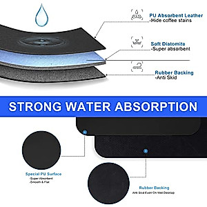 FUMAX Coffee Mat, 16”x32” Large Coffee Maker Mat for Countertop, Absorbent & Hide Coffee Stains Coffee Bar Mat, Non-Slip Rubber Backed, Coffee Bar Accessories Fit Under Coffee Maker Machine