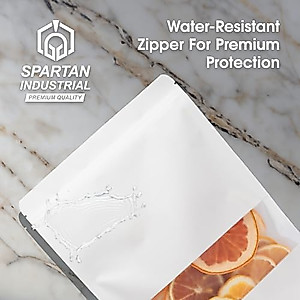 Spartan Industrial - 4" X 6" White Resealable Stand-Up Pouches - Pack of 100 Small Smell-Proof Food Pouch Bags for Packaging, Pet Treats, Cosmetics, and More