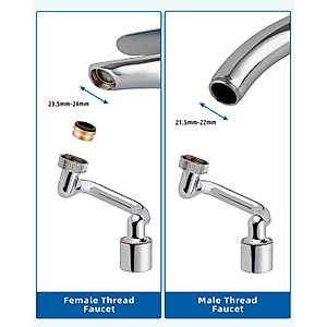 Hibbent 1080° Swivel Faucet Extender, Metal Rotatable Sink Faucet Aerator with Brass Extension, Dual Function 2 Modes Kitchen & Bathroom Sink Sprayer, Faucet Attachment for Gargle/Eye/Face Washing