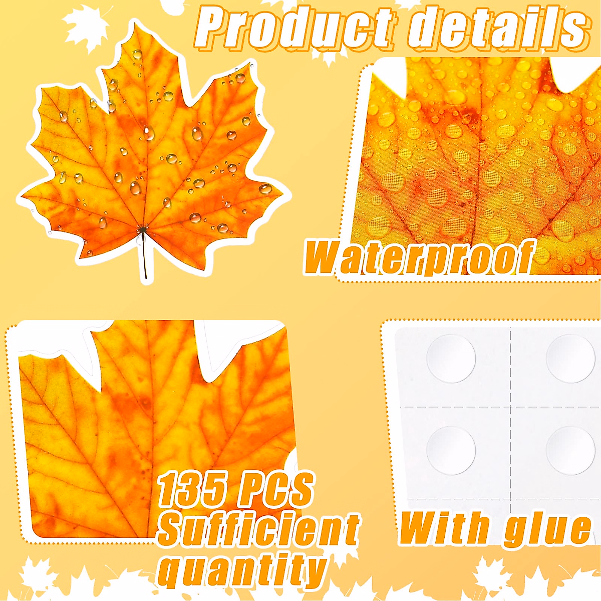 Fall Bulletin Board Decorations Fall Leave Cutout Autumn Thanksgiving Artificial Leaf Cutout Maple Paper Leave with Glue Point Dot for Classroom Bulletin Board Wall Decoration, 3.94 x 3.5 In (135 Pcs)