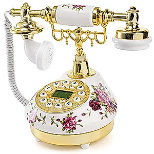Cedilis Retro Vintage Phone, Antique Ceramic Telephone with LCD, Old Fashioned Telephones with Push Button Dial for Home Decor