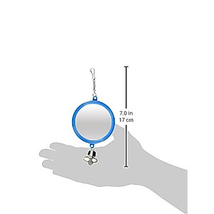 Large Round Mirror With Bell - Pet Bird Toy