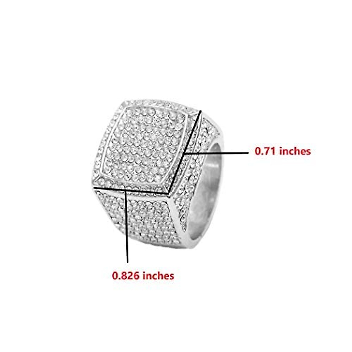 Bling-ed Out It's Lit! Hip Hop Watch & Jewerly Set w/Cuban Chain Bracelet, Kite Bling Earrings & Ring - GJM13 (9, ST10327RN SLV BLK R#)