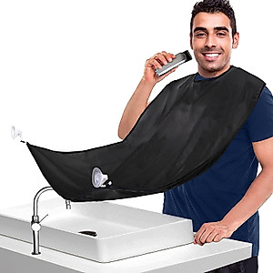 Beard Bib Beard Apron Stocking Stuffers for Men Gifts for Men Dad Fathers Day Anniversary Valentines Christmas Christmas Gifts for Him Boyfriend Husband Son Beard Trimming Catcher Bib (Black)