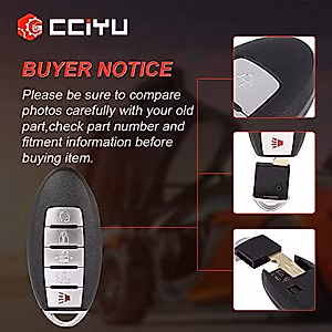 cciyu X 1 Remote UNCUT ignition key fob 5 Buttons Keyless Entry Remote Fob 433 MHZ 4A chips for SUV 19 for N issan Rogue with FCC/OE S180144110 KR5S180144106 7812D-S108106 285E3-6FL7B