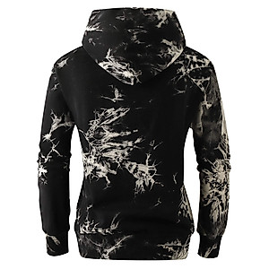 KLIEGOU Mens Tie-Dye Pullover Hooded Sweatshirt (288 Black XL)