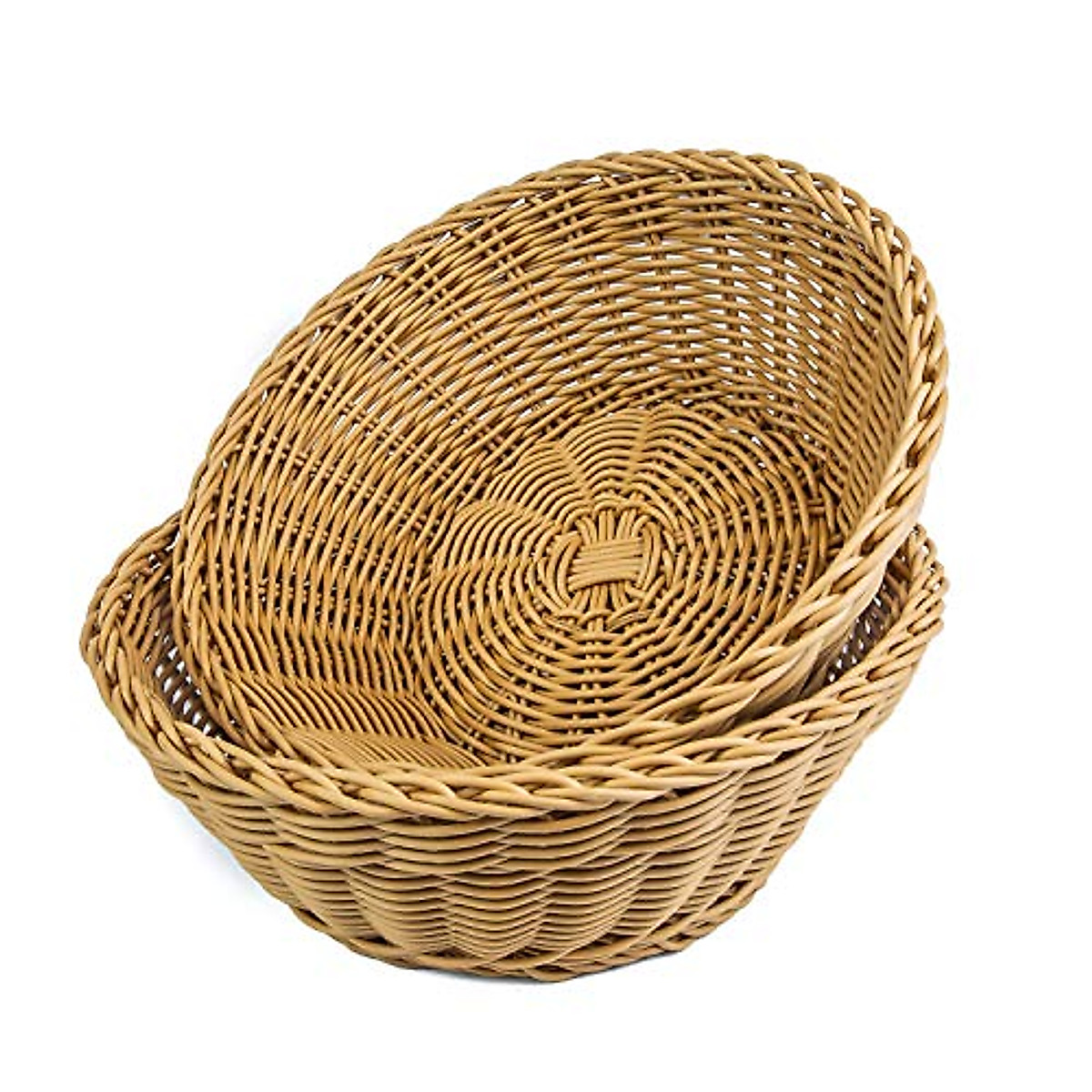 KOVOT Poly-Wicker Round Baskets Set of 2-10.5"D x 4"H Woven Polypropylene
