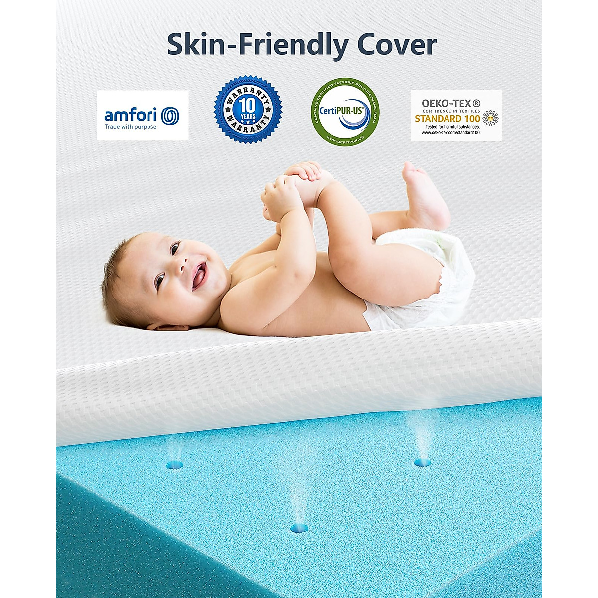 3 Inch Gel Memory Foam Mattress Topper Queen, Cooling Mattress Topper, Body Support & Pressure Relief, with Removable Soft Cover, CertiPUR-US Certified