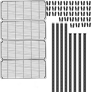 SINGAYE 4 Shelves Adjustable Shelf Heavy Duty Shelf 1400LBS Wire Storage Shelving Metal Organizer Wire Rack,Black (48W x 18D x 59H)