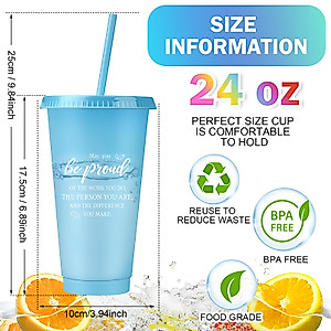 Bokon 30 Pcs Employee Appreciation Gifts 24oz Plastic Cups with Lids and Straws Thank You Gifts for Staff Coworker Reusable Tumblers Thank You Cups for Teacher Nurse(Appreciation)