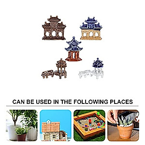Angoily 5 Pcs Ceramic Pavilion Ornaments Stupa Statue Good Luck Statue Pagoda Garden Statue Aquarium Artificial Mini Fairy Household Decor Pavilion Model Bonsai Ceramic Pagoda Ceramics