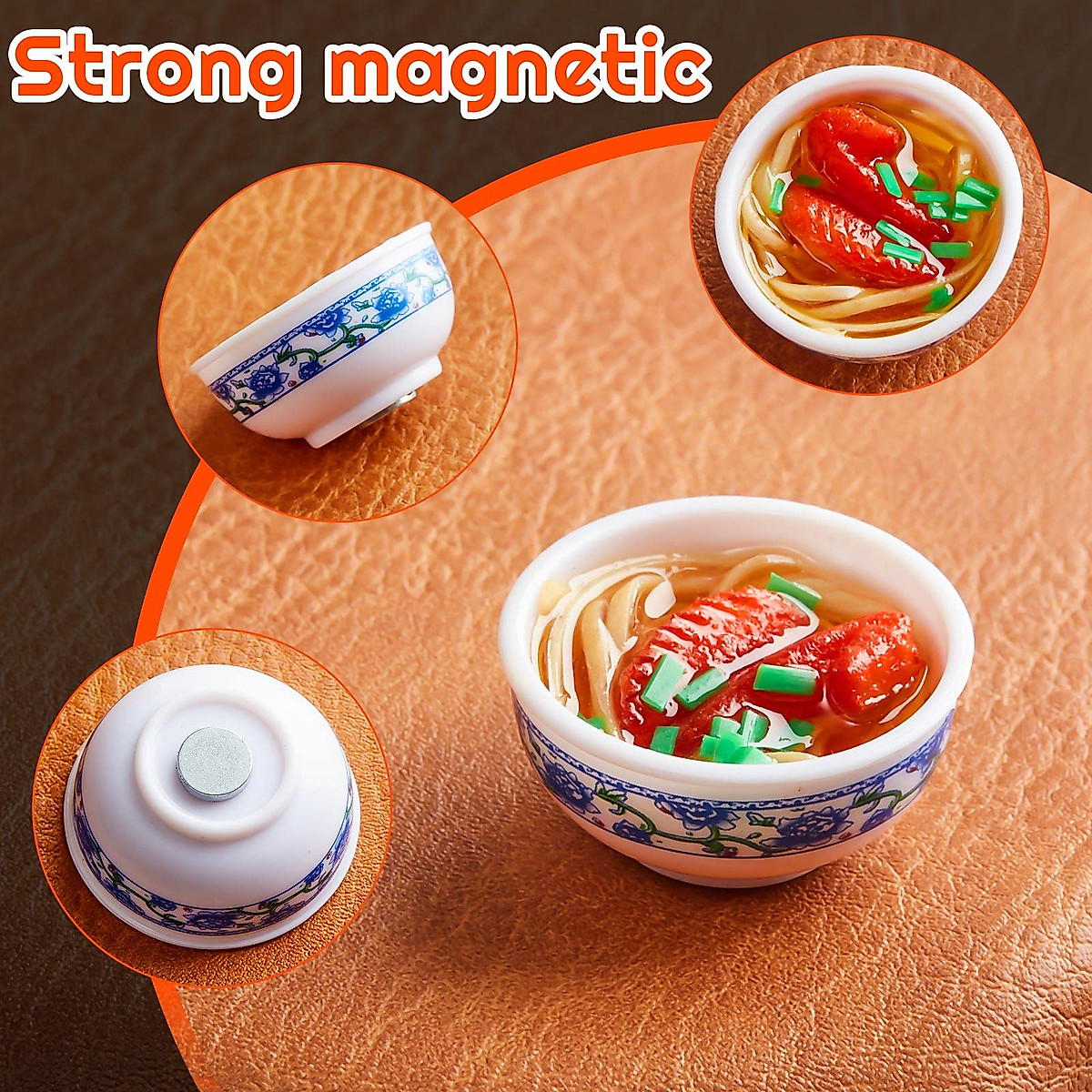 8 Pcs Cute Magnets Funny Fridge Magnets Anime Ramen Fridge Magnet 3D PVC Food Magnets Decorative for Kitchen Office Whiteboards Locker Photo Menu Board Home Map Decoration