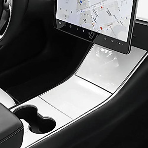 Xotic Tech Center Console Wrap Water Cup Holder Panel Cover Kit, Piano White, Compatible with Tesla Model 3 Model Y 2017-2023