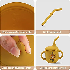 Teleiotes® 2 Pcs Silicone Sippy Cup for Toddler,Transition Straw Cups for baby 6 months +,Training Sippy Cups for Babies with Two Handles,Dishwasher & Microwave Safe,BPA Free 5oz