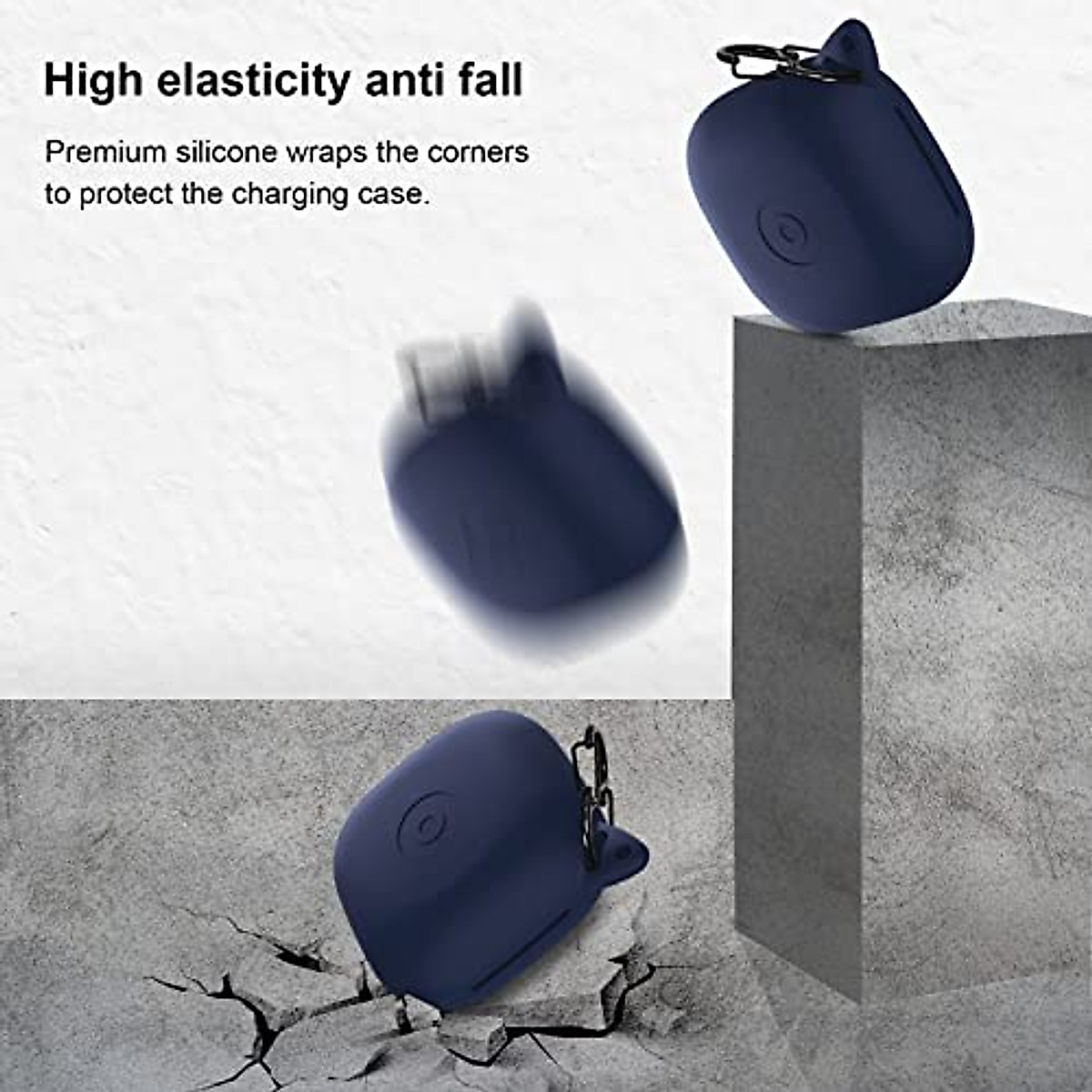 leChivée for Beats Fit Pro Case Cover 2021, Soft Silicone Beats Fit Pro Earbuds Cover Anti-Lost Protector Case with Carabiner Compatible with Beats Fit Pro Earbuds (Blue)