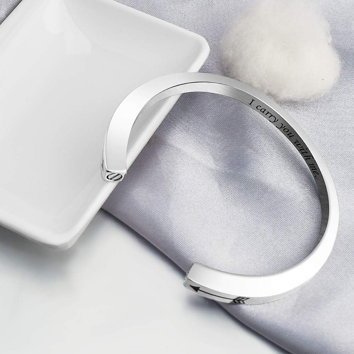 abooxiu Urn Bracelet for Ashes for Women Men Mantra Cuff Bangle Memorial Cremation Jewelry Stainless Steel Keepsake - Customize Available