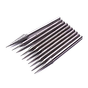 CAMAQUI 2.35mm Shank Tapered Head Diamond Grinding Burr Drill Bits Sets for Dremel Rotary Tools