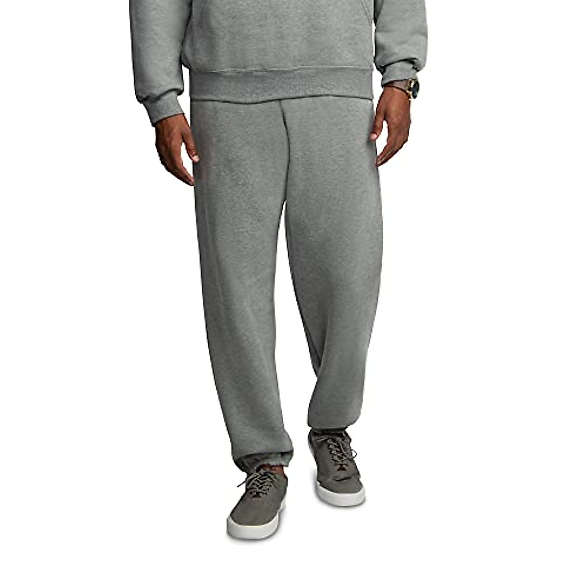 Fruit of the Loom mens Eversoft Fleece & Joggers (Regular Big Man) Sweatpants, Elastic Bottom - Grey Heather, Medium US