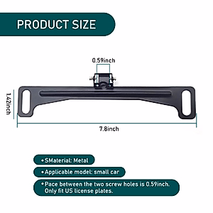 Crynod 1 PC Car Reversing Camera License Plate Mounting Bracket, 7.68" x 1.34" Dash Cam Rear Camera Bracket, Automotive 0.87" Square IP68 Waterproof Fitting, Suitable for Most Car Models (Black)
