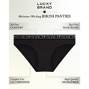 Lucky Brand Women's Underwear - 10 Pack Microfiber Bikini Panties (S-XL), Size X-Large, Gardenia/Naturale/Sphinx/Silver Sconce/Black