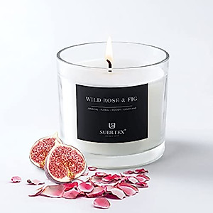 subrtex Wild Rose & FIG Scented Candles for Women, 7oz Small Jar Single Wick Candle, 40 Hours of Burn Time, Highly Scented Aromatherapy Candle Valentine's Day Gift for Bathing Massage