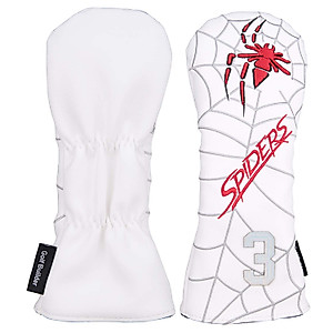3pcs/Set Spider Embroidery White Golf Club Driver Fairway Wood Head Covers 1 3 5 Wood Covers