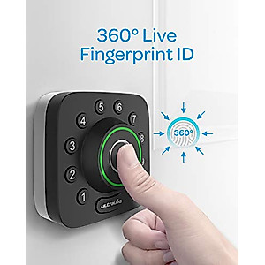 ULTRALOQ U-Bolt Pro Smart Lock, Keyless Entry Door Lock via Bluetooth, Smartphone, Fingerprint ID, Anti-peep Keypad, Auto Unlock, Smart Lock for Front Door, Smart Deadbolt Lock, IP65 Waterproof