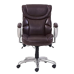 SertaPedic Emerson Task Chair, Supports Up to 300 Lb, 18.75" to 21.75" Seat Height, Brown Seat/Back, Silver Base